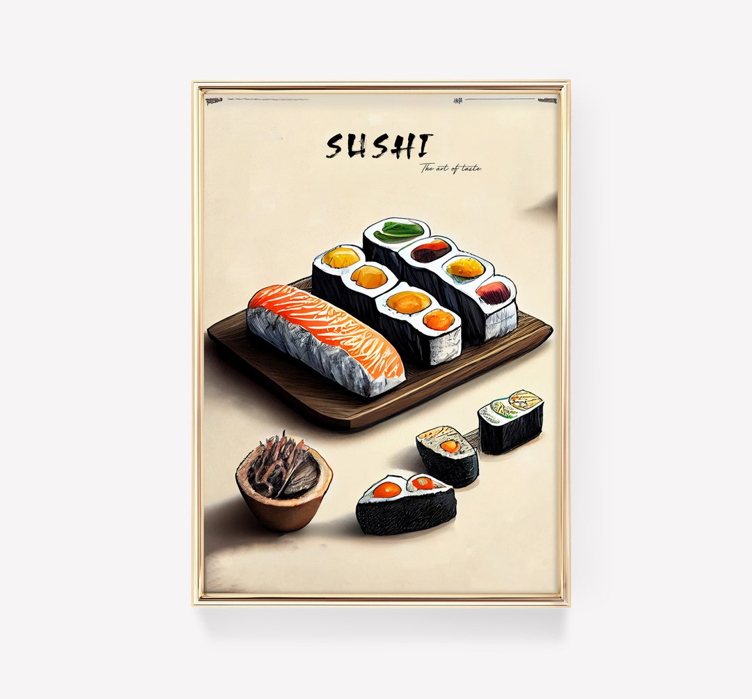 Vintage Food Poster | Japanese Exhibition Poster | Sushi Poster | Sushi ...