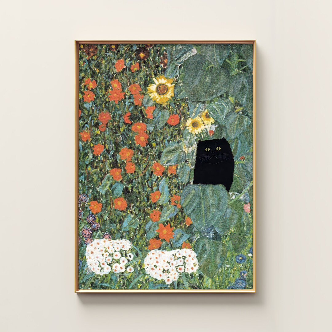Gustav Klimt Cat Art Print | Klimt Cat Art Poster | Black Cat Art ...