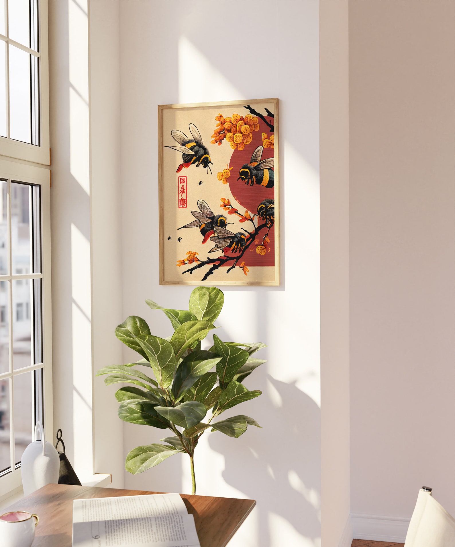Japanese Bee Poster | Animal Poster | Bee Art Print | Bee Wall Art ...