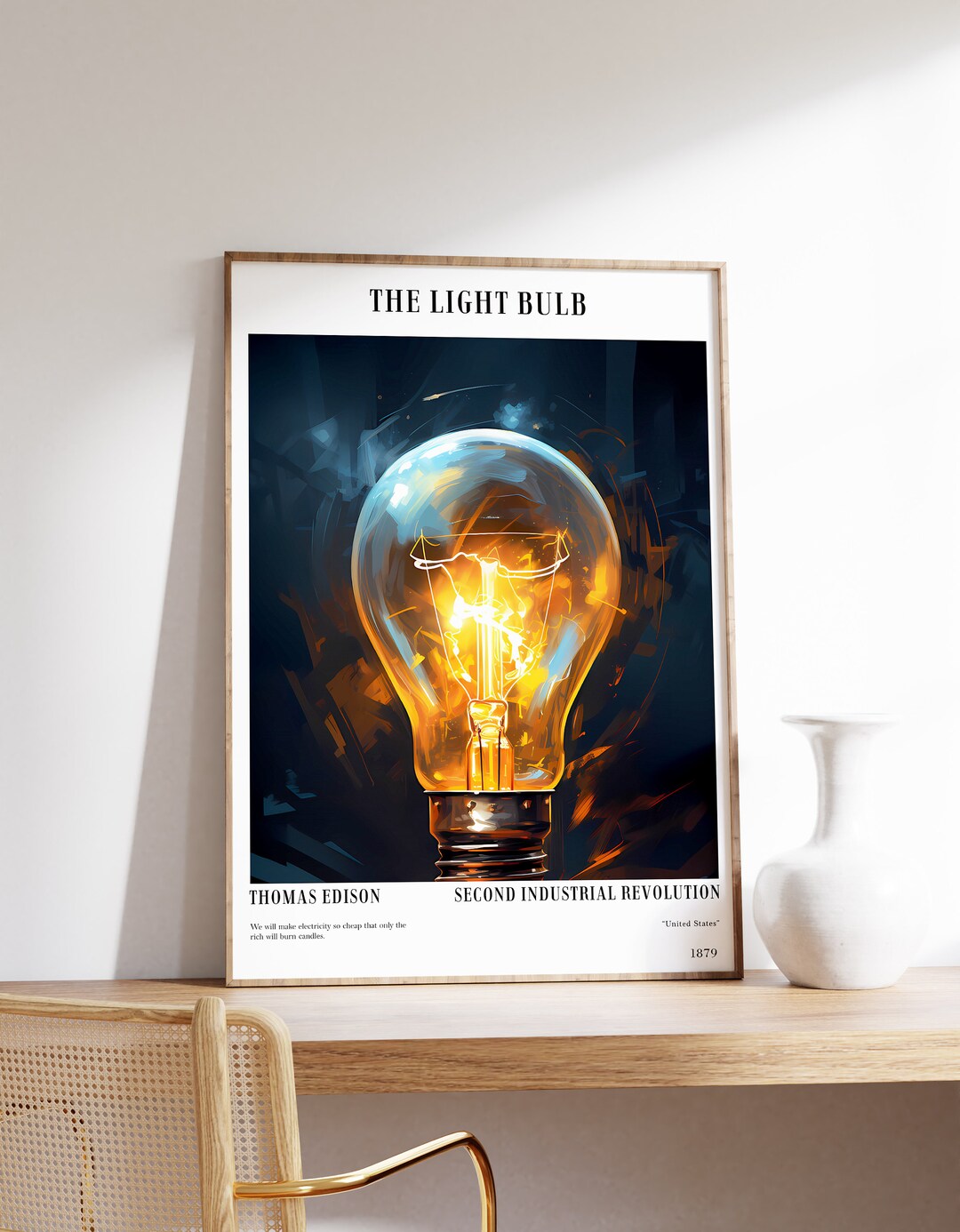 Science Wall Art | the Light Bulb | Antique Science Painting | Science ...