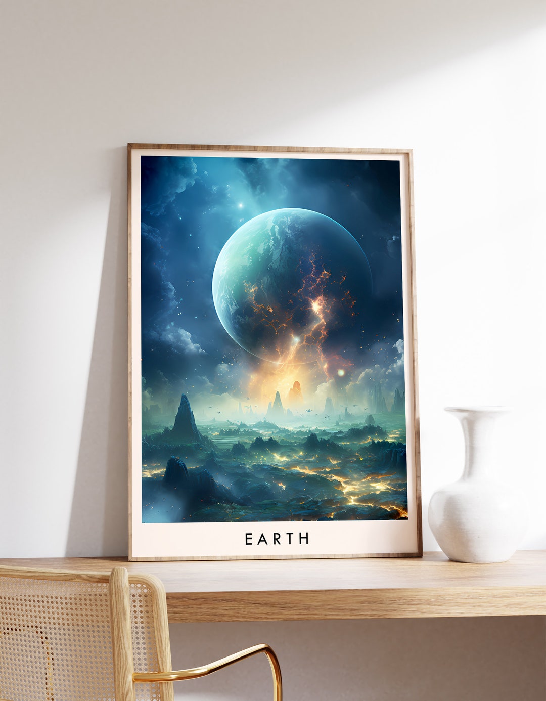 Vintage Earth Galaxy Poster | Outer Space Art | Astronomy Wall Art ...