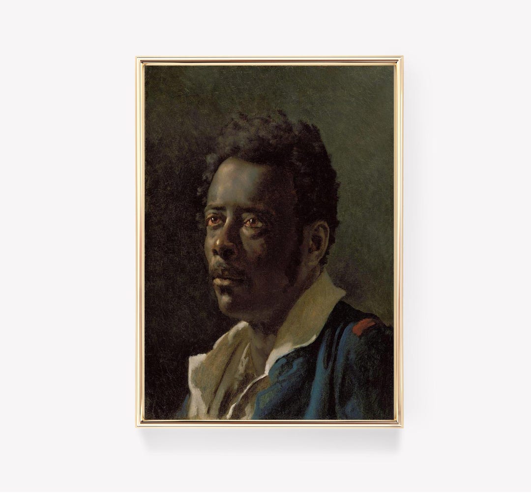 Portrait of Man | Blue Jacket Art | Géricault Print | Vintage Painting ...
