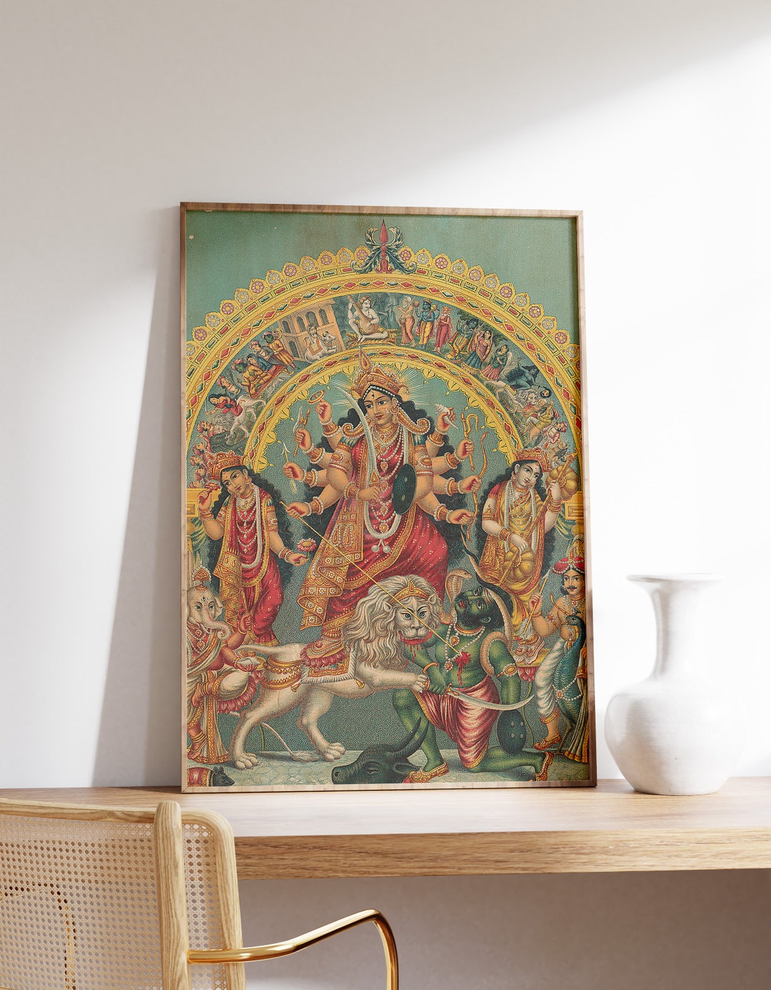 Shri Shri Durga With Mahisha Trisula Lakshmi Saraswati (1890) - Vintage ...