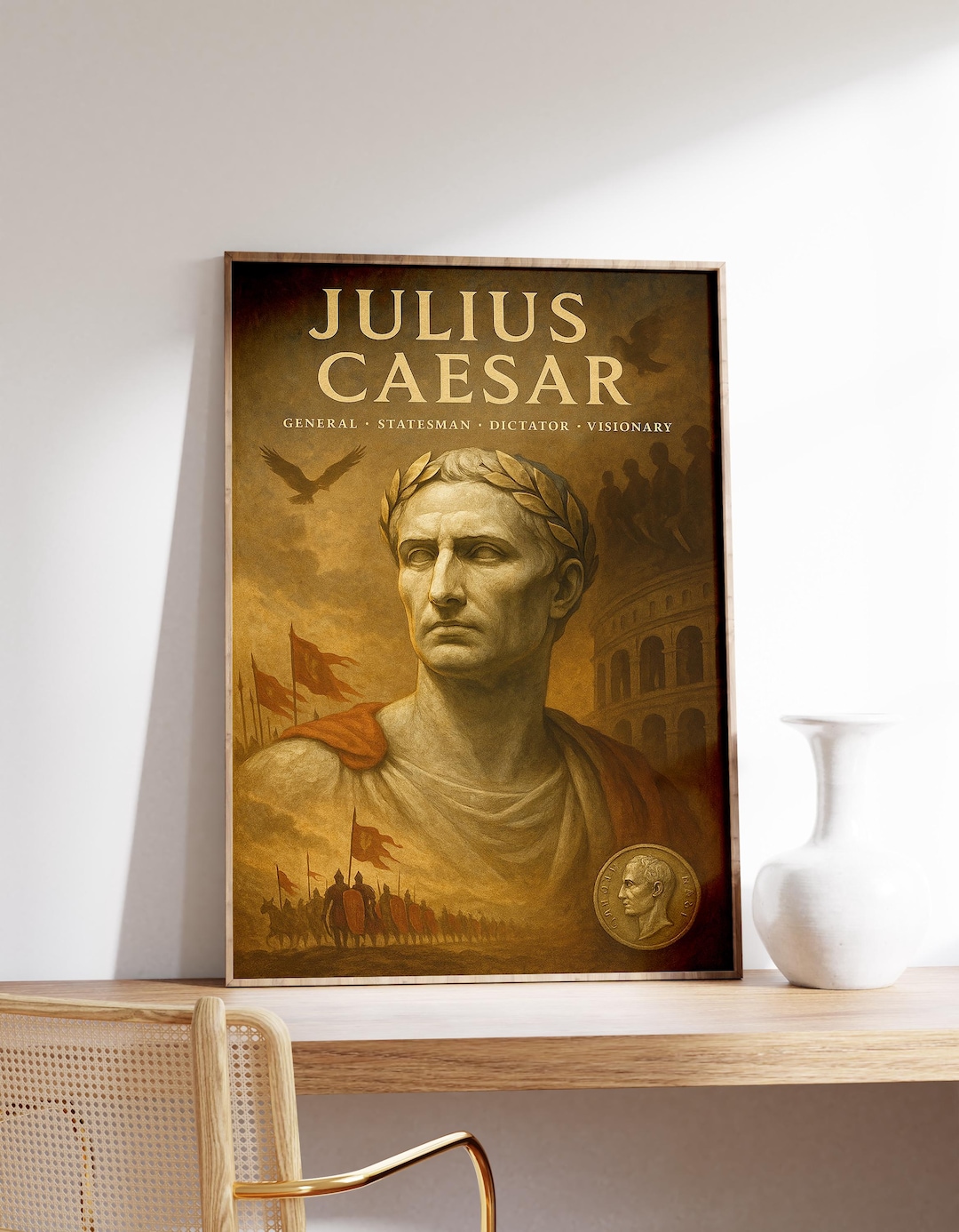 Ancient Rome Julius Caesar Poster, Roman Empire Wall Art, Caesar Bust ...