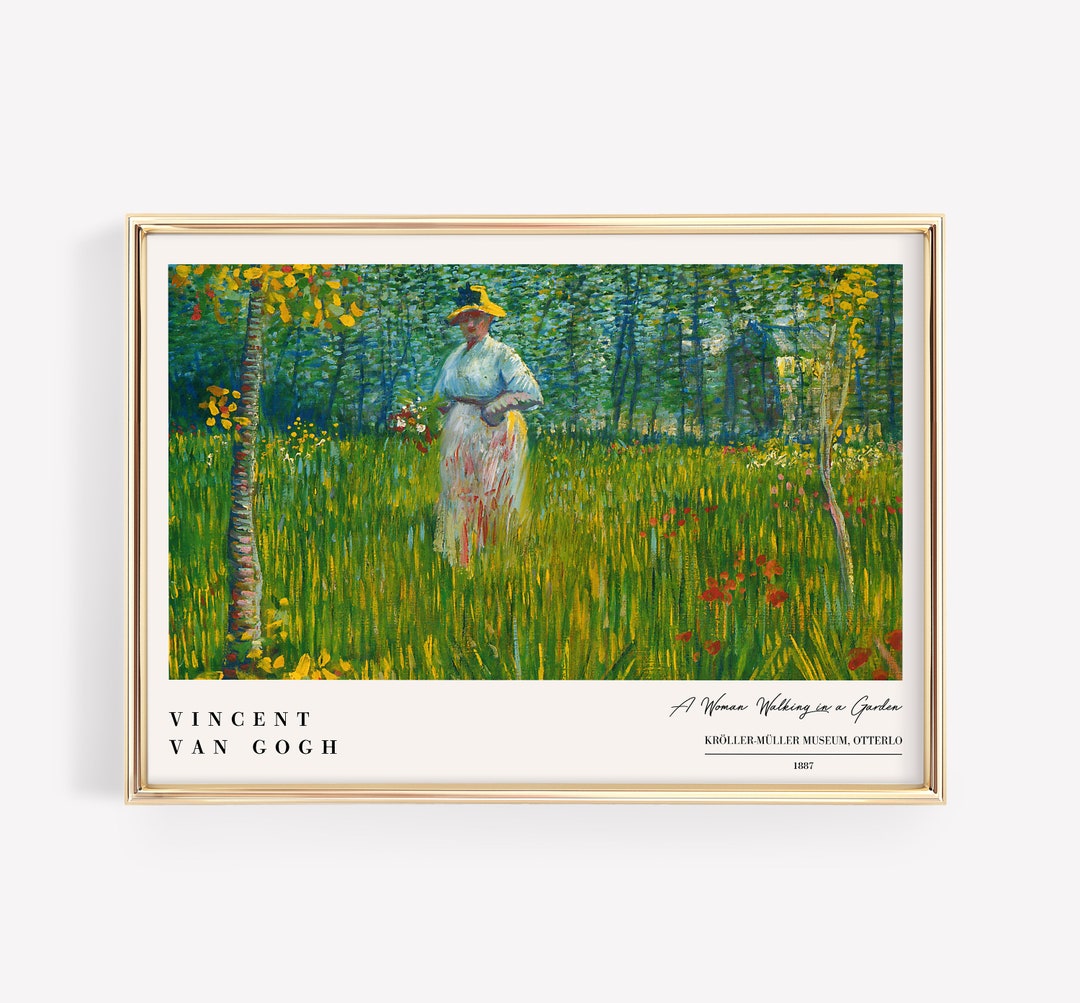 Van Gogh Print | Van Gogh Painting | A Woman Walking in a Garden | Mid ...