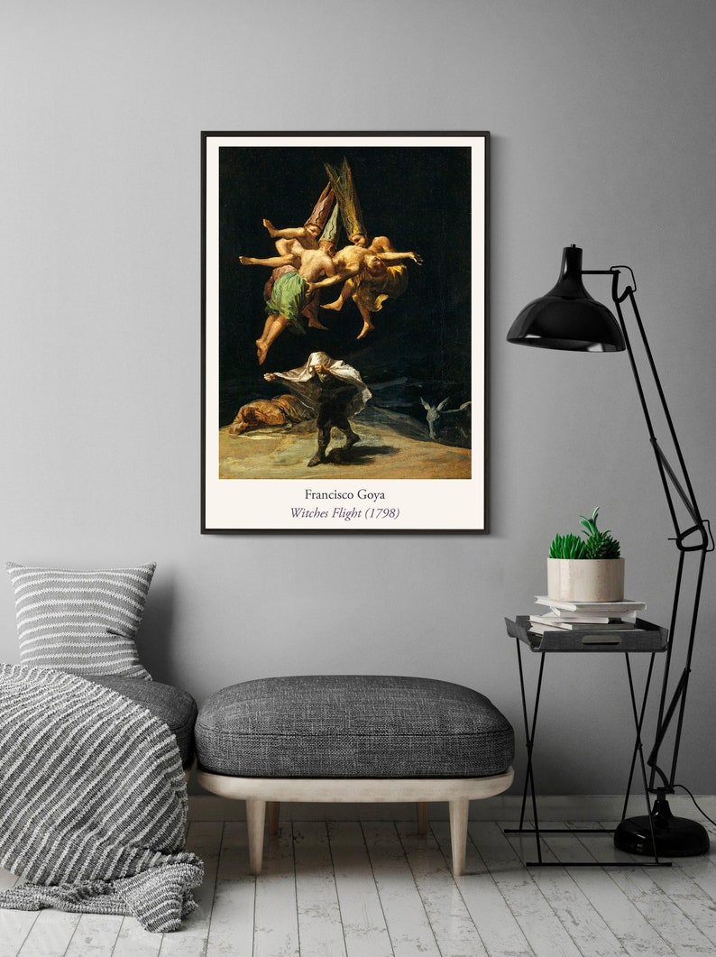 Francisco Goya - Witches Flight (1798) - Exhibition Poster, Beige ...