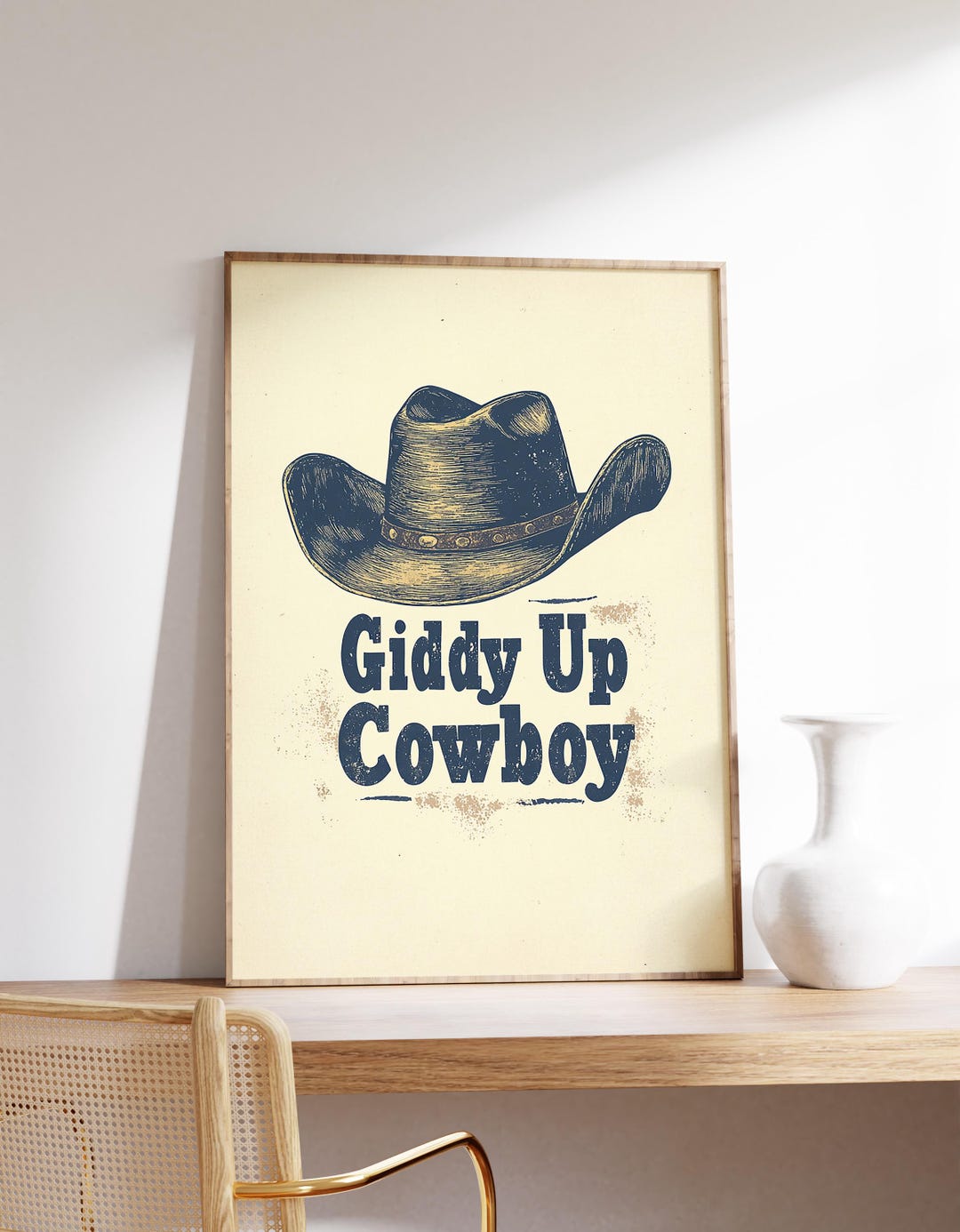 Giddy up Cowboy Poster | Rustic Cowboy Hat Illustration | Western ...