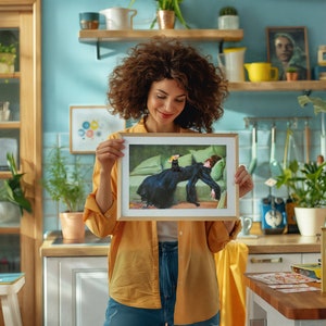 Black Cat Art Poster | Decadent Young Woman Cat Poster | After the ...