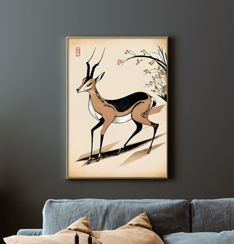 Japanese Gazelle Poster | Animal Poster | Gazelle Art Print | Gazelle ...