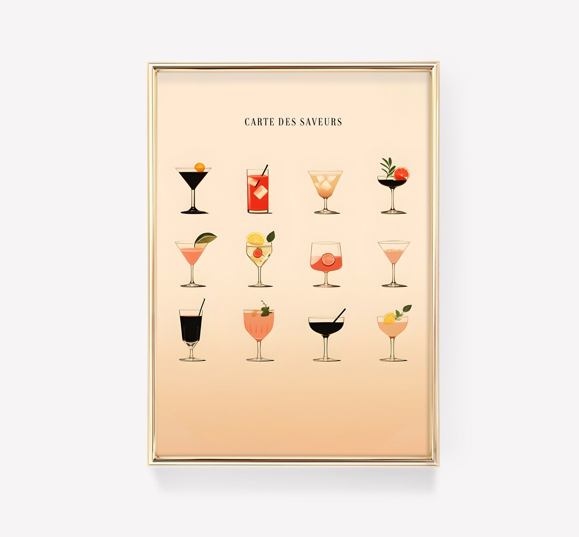 Minimalist Cocktail Art Print | Line Art | Alcohol Cocktail Print ...