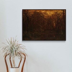 Théodore Rousseau - the Forest in Winter at Sunset (1846) | Dark Oil ...