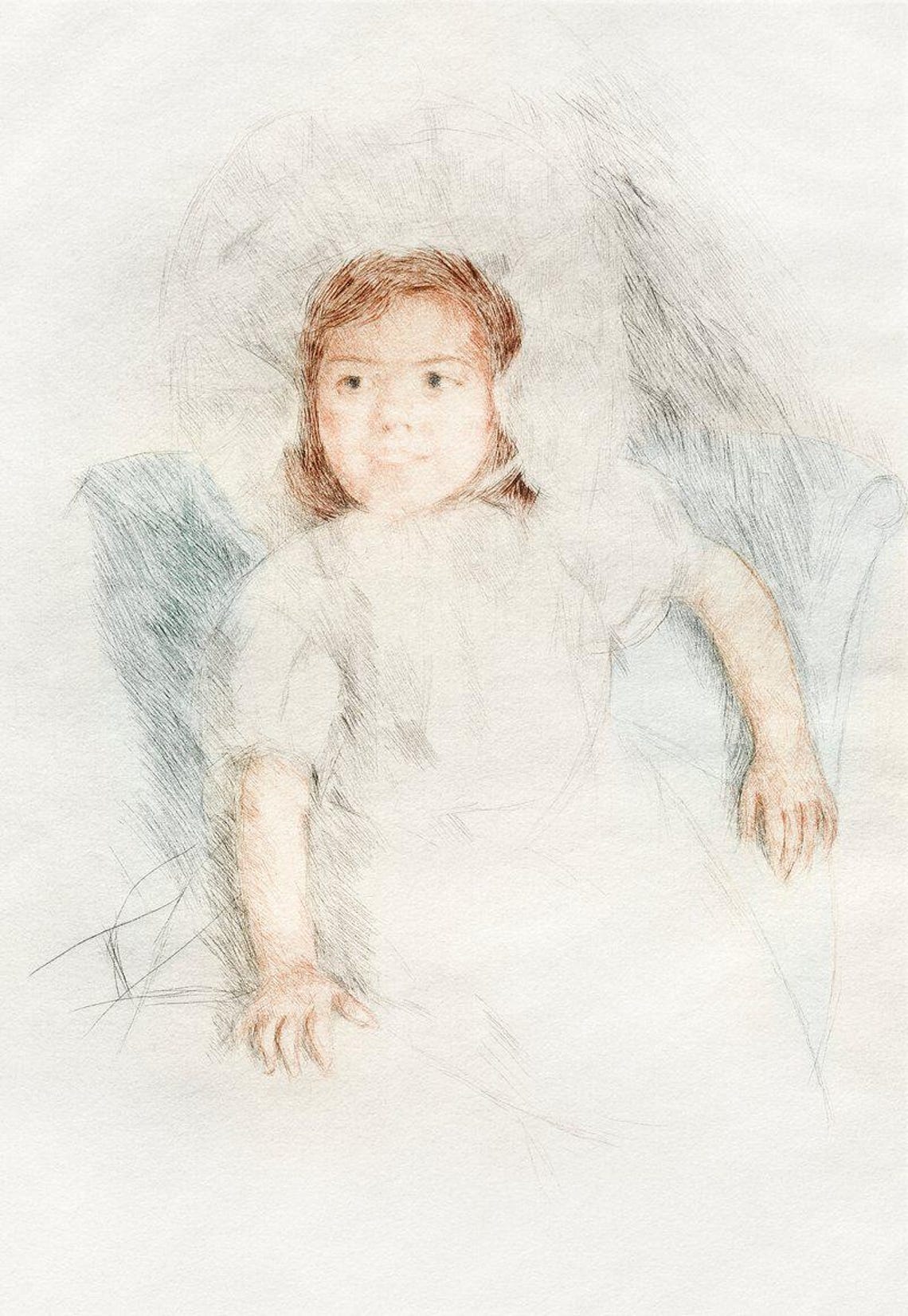 Sketch of A Little Girl | Ellen Mary Cassatt Print | Child Sketch Art ...