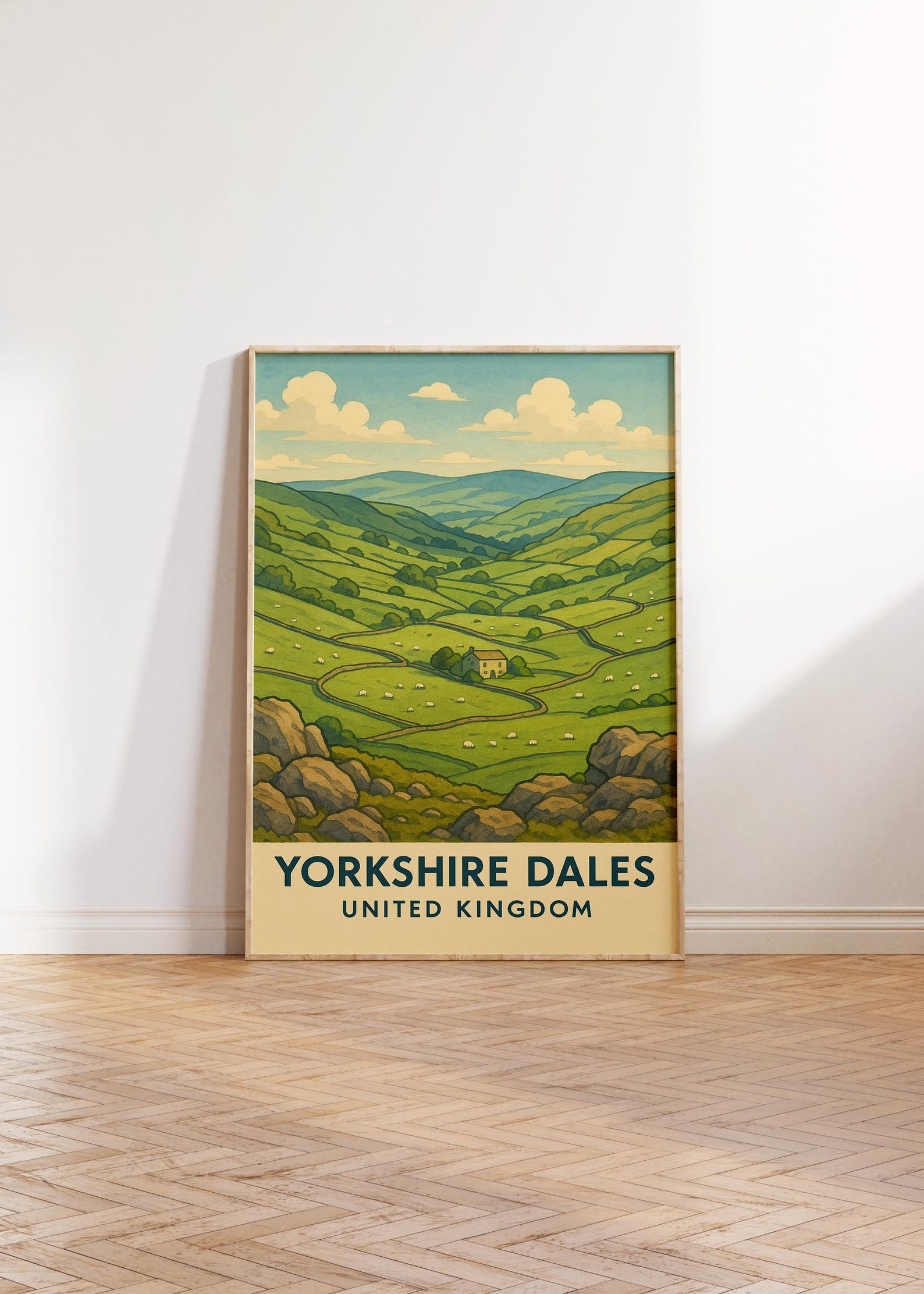 Yorkshire Dales Poster, UK Landscape Print, Yorkshire Wall Art, Green ...