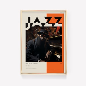Thelonious Monk Poster | Musical Print | Jazz Poster | Jazz Portrait ...
