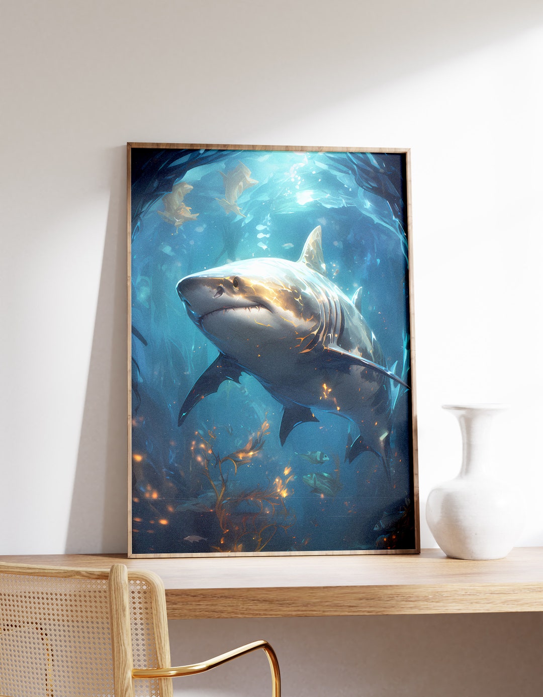 Shark Print | Sea Life Print | Vintage Beach Decor | Nautical Wall ...