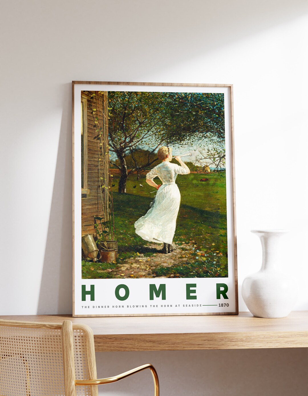 Winslow Homer Print | the Dinner Horn Blowing the Horn at Seaside (1870 ...