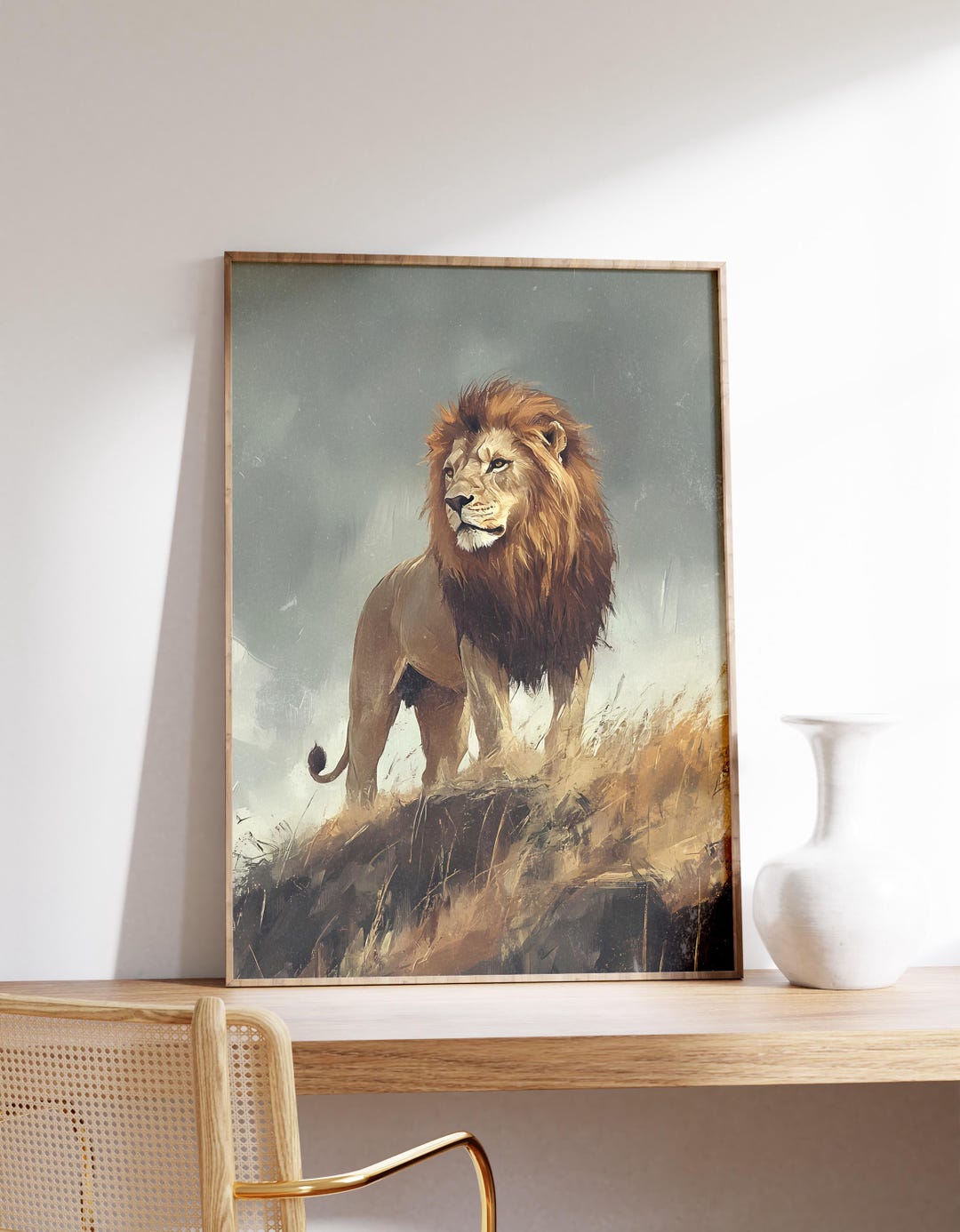 Vintage Lion Print | Lion Poster | Wall Art | Vintage Prints | Minimal ...