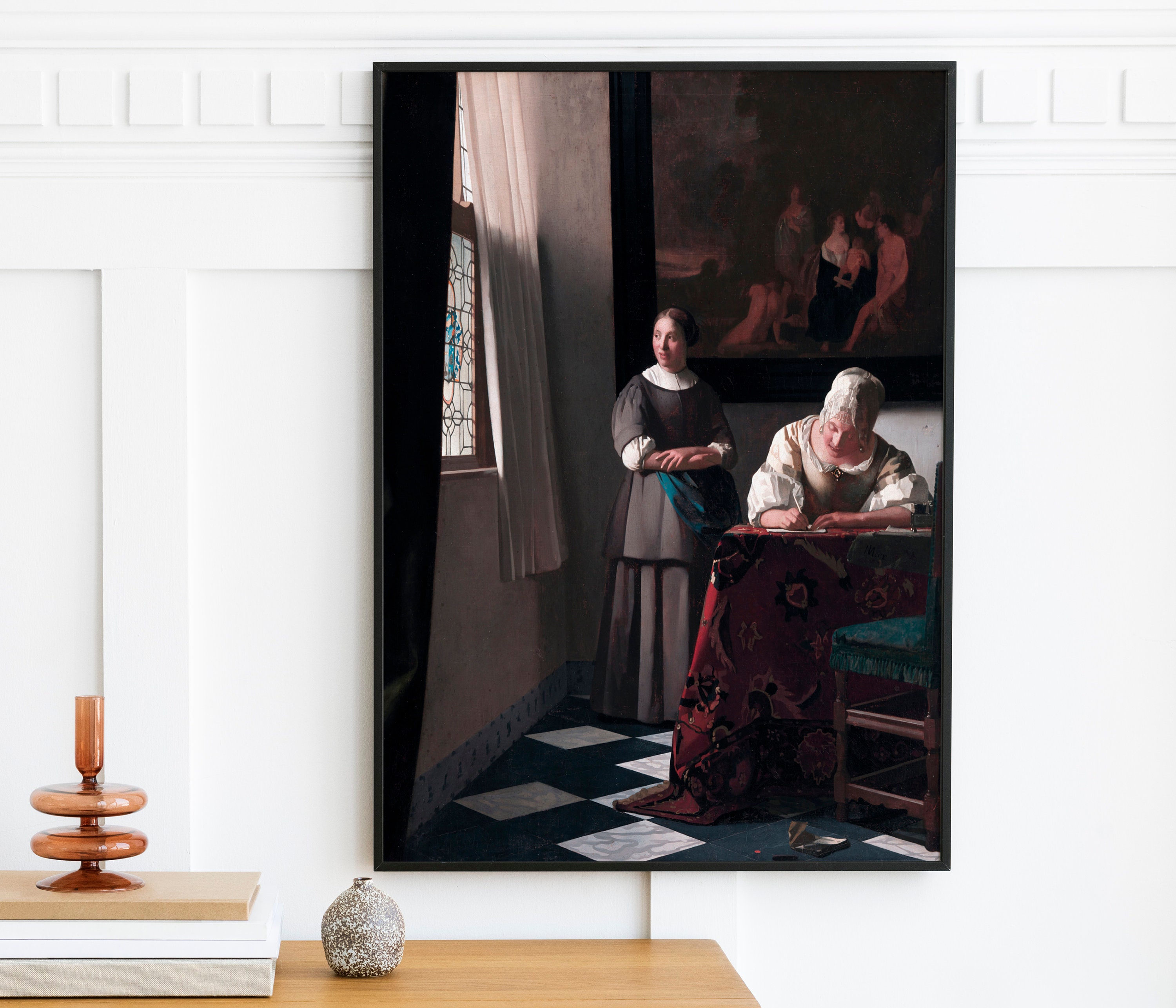 Johannes Vermeer - Lady Writing a Letter With Her Maid (1671) - Classic ...