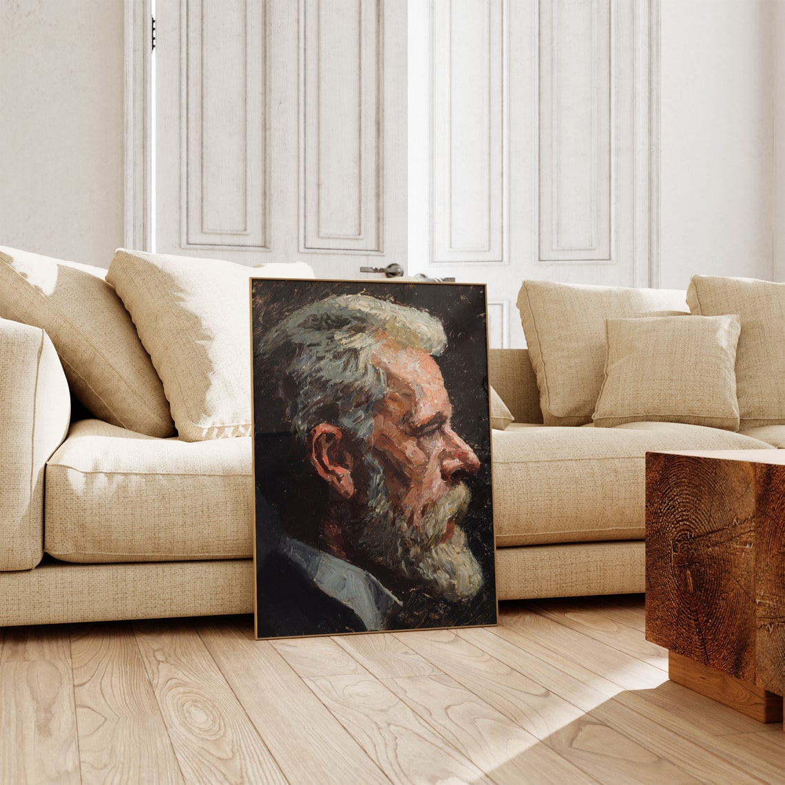 Male Profile Portrait Oil Painting Antique Male Side Art - Etsy