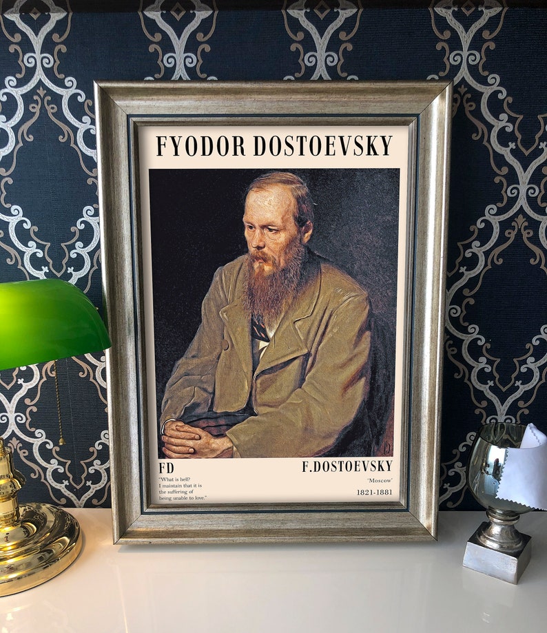 Fyodor Dostoevsky Poster Vintage Wall Art Bookworm Gift - Etsy