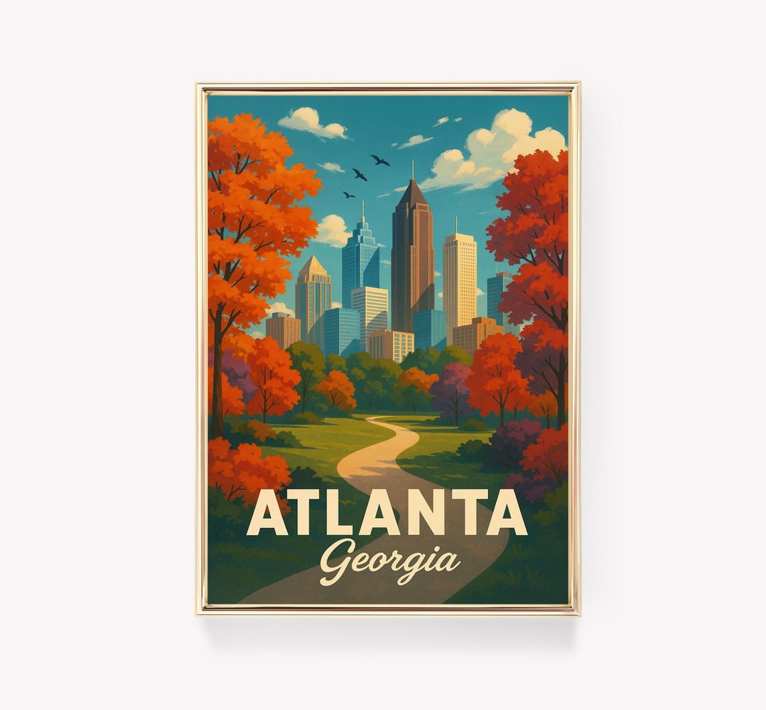 Atlanta Vintage Travel Poster, Georgia Wall Art, Atlanta Print ...