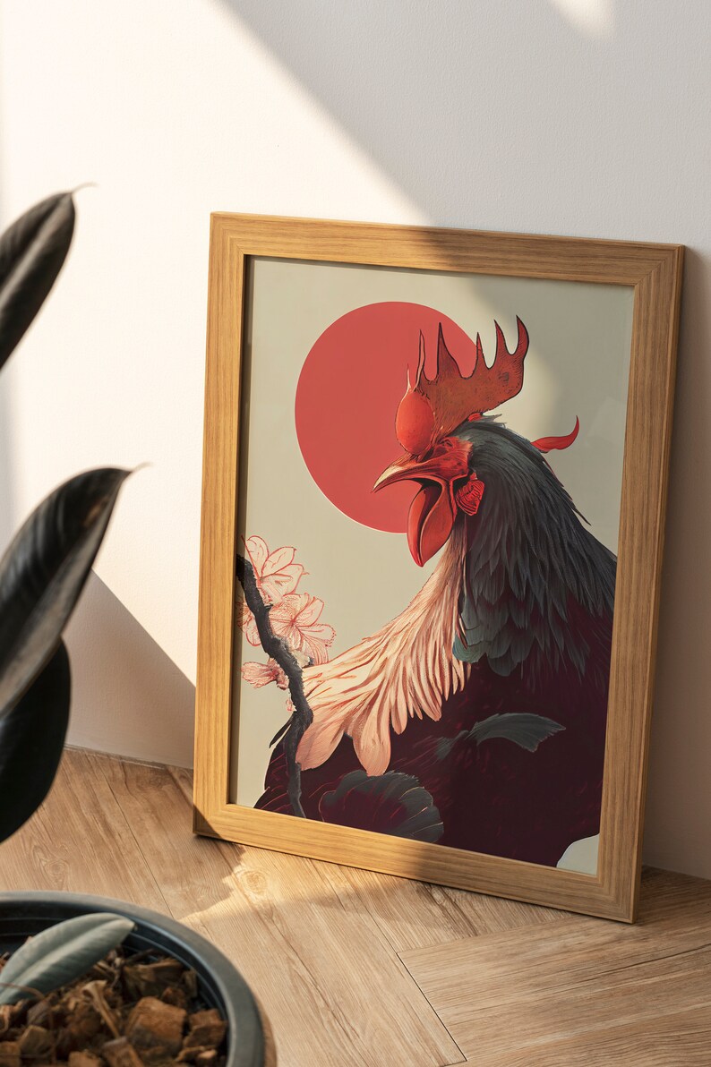 Japanese Print Rooster Poster Animal Art Print Vintage - Etsy