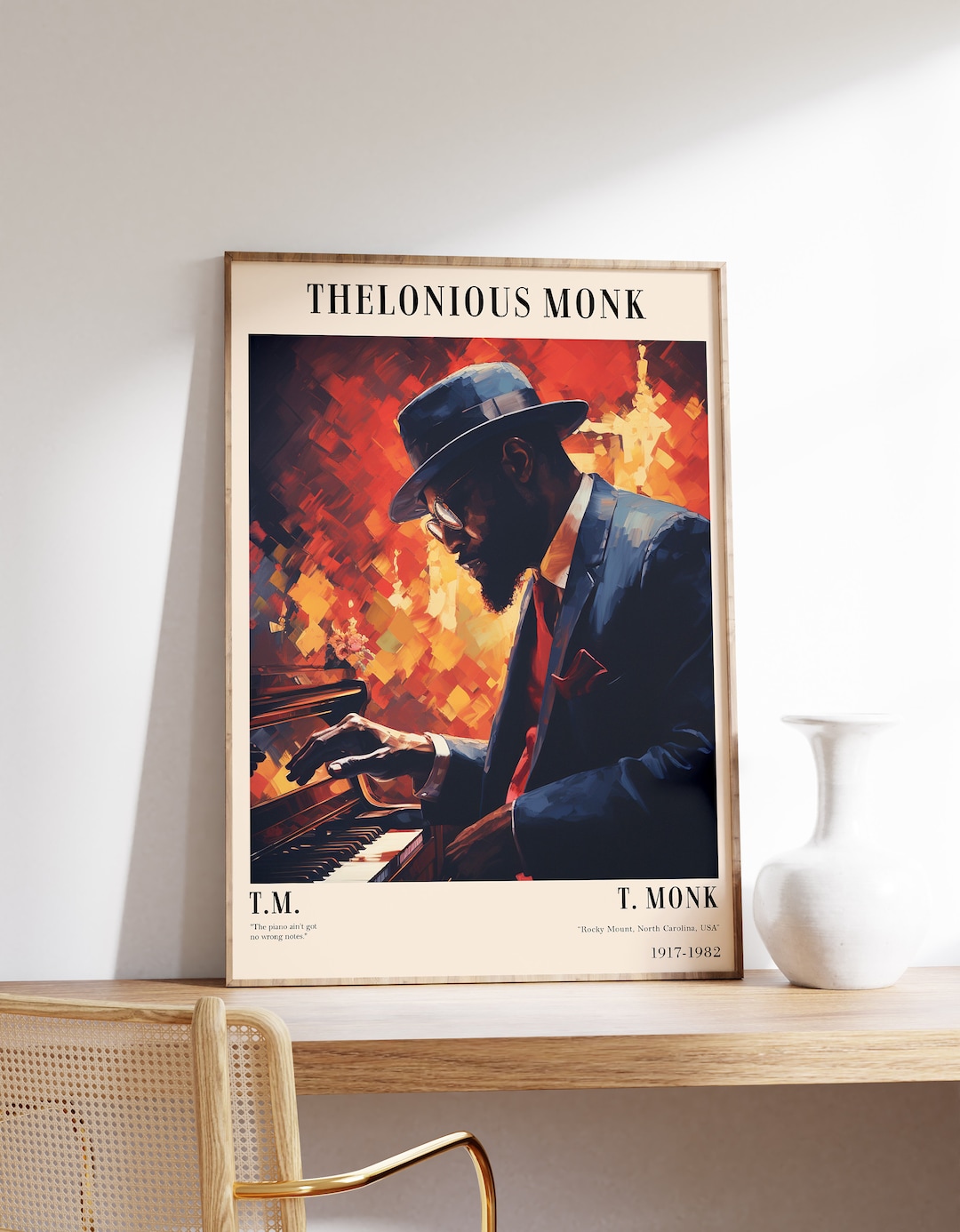 Thelonious Monk Poster Musical Print Jazz Poster Jazz Portrait Musical ...
