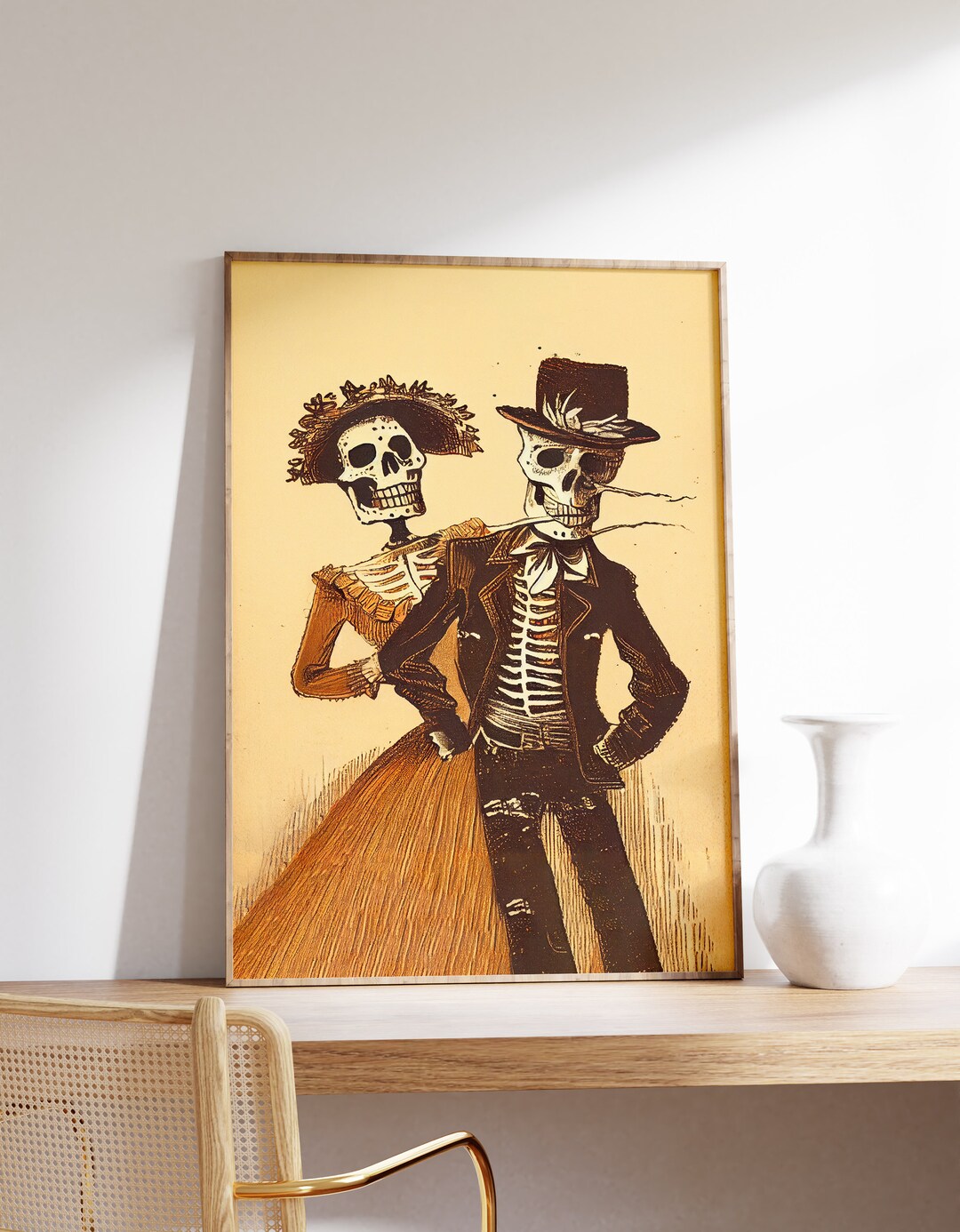 Skeleton Couple Poster | Mexican Art Print | Exhibition Print | Mexican ...