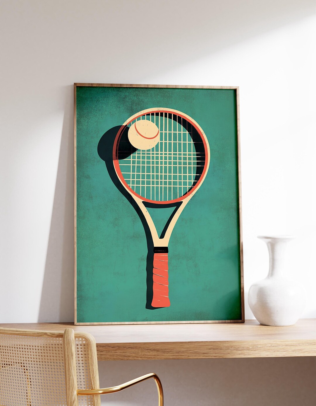 Minimalist Tennis Racket Poster | Modern Sports Design | Bold Green ...