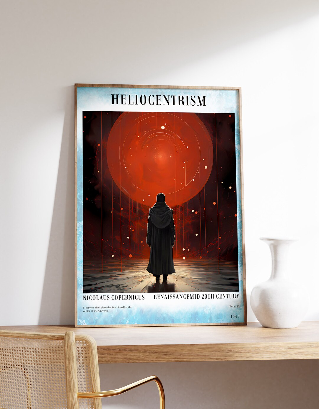 Science Wall Art | Heliocentrism | Antique Science Painting | Science ...