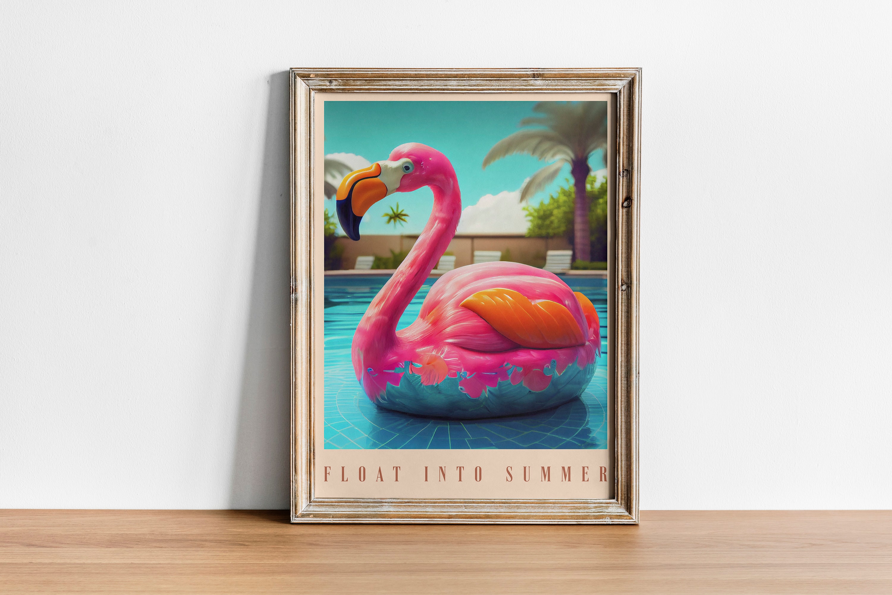 Flamingo Floatie Print | Summer Art | Summer Poster | Sunny Pool Art ...