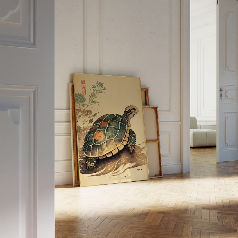 Japanese Turtle Poster Animal Poster Turtle Art Print - Etsy