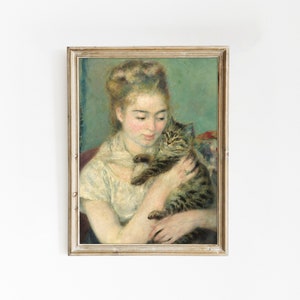 Pierre-auguste Renoir - Woman With a Cat (1875) | Vintage Woman Cat ...