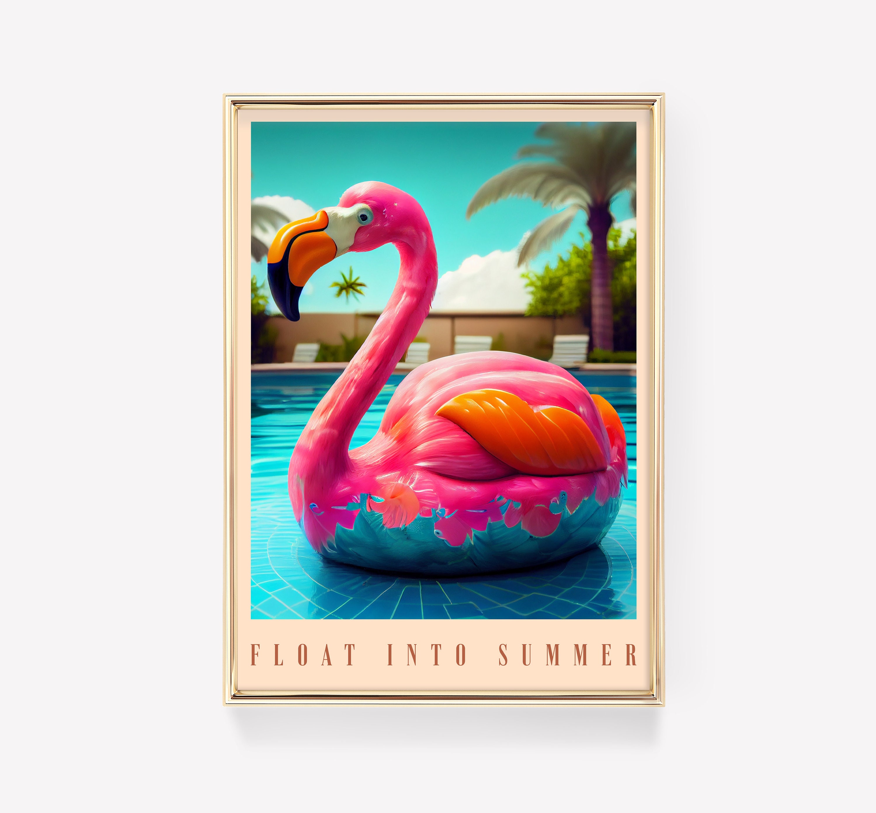 Flamingo Floatie Print | Summer Art | Summer Poster | Sunny Pool Art ...