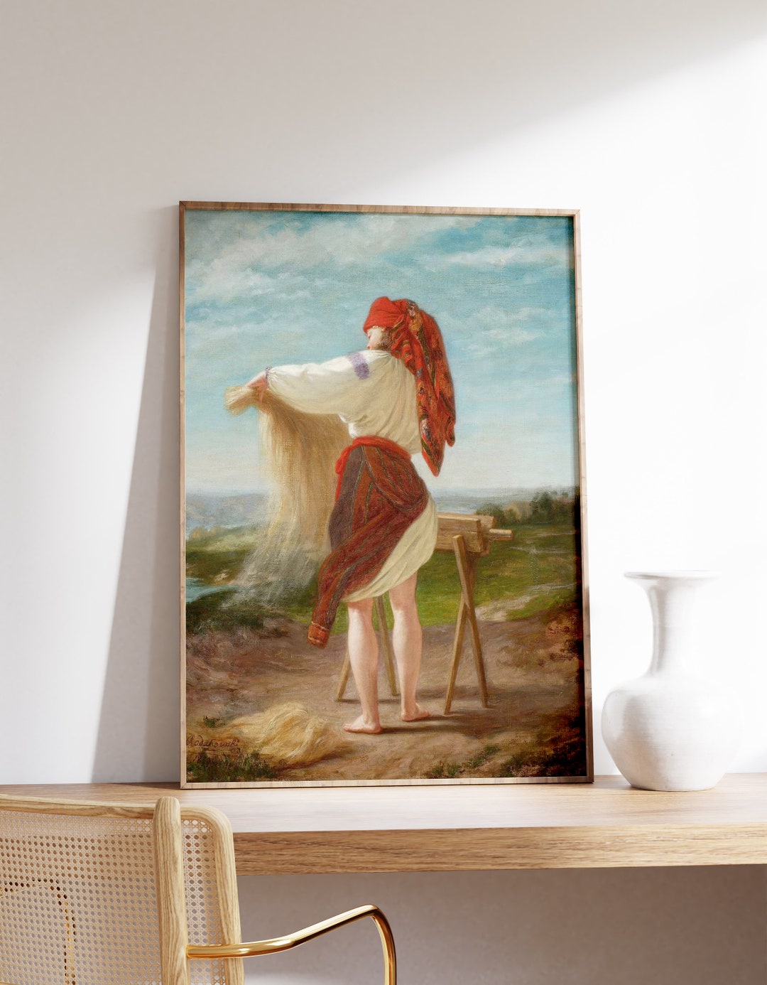 Peasant Woman Breaking Flax (1859) by Henryk Rodakowski | Vintage ...