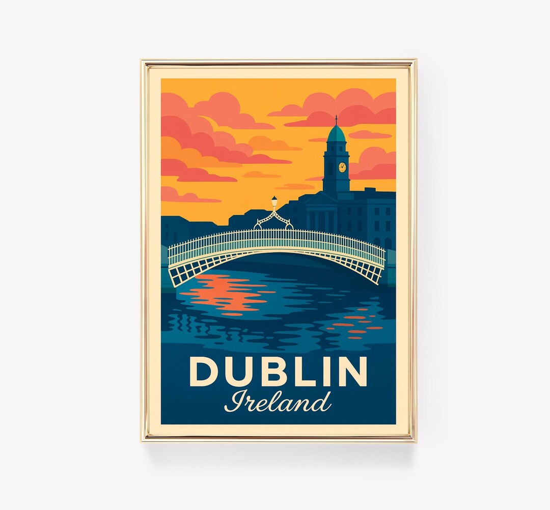 Vintage Dublin Ireland Travel Poster Canvas Print Wall Art Decor - Etsy