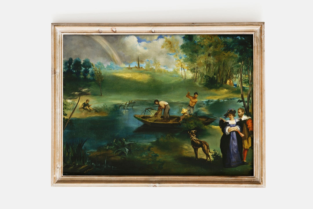 Edouard Manet - Fishing (1862) | Vintage Landscape Wall Art Print ...