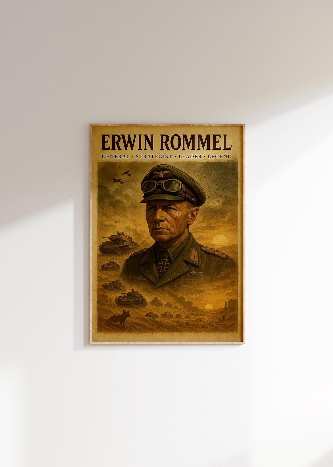 Erwin Rommel Poster, WWII General Art, Desert Fox Print, Military ...