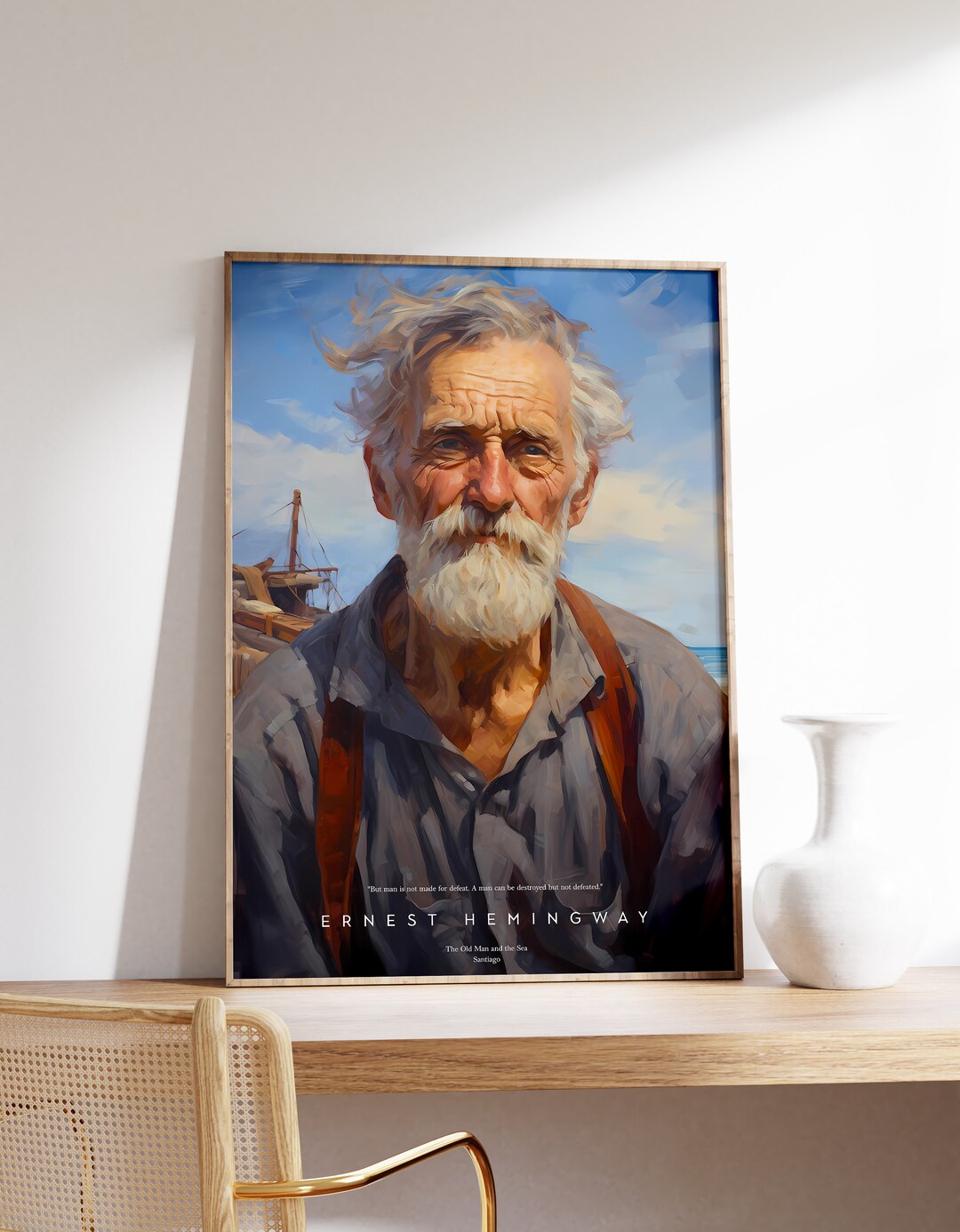 Ernest Hemingway Poster | the Old Man and the Sea, Book Art Print ...