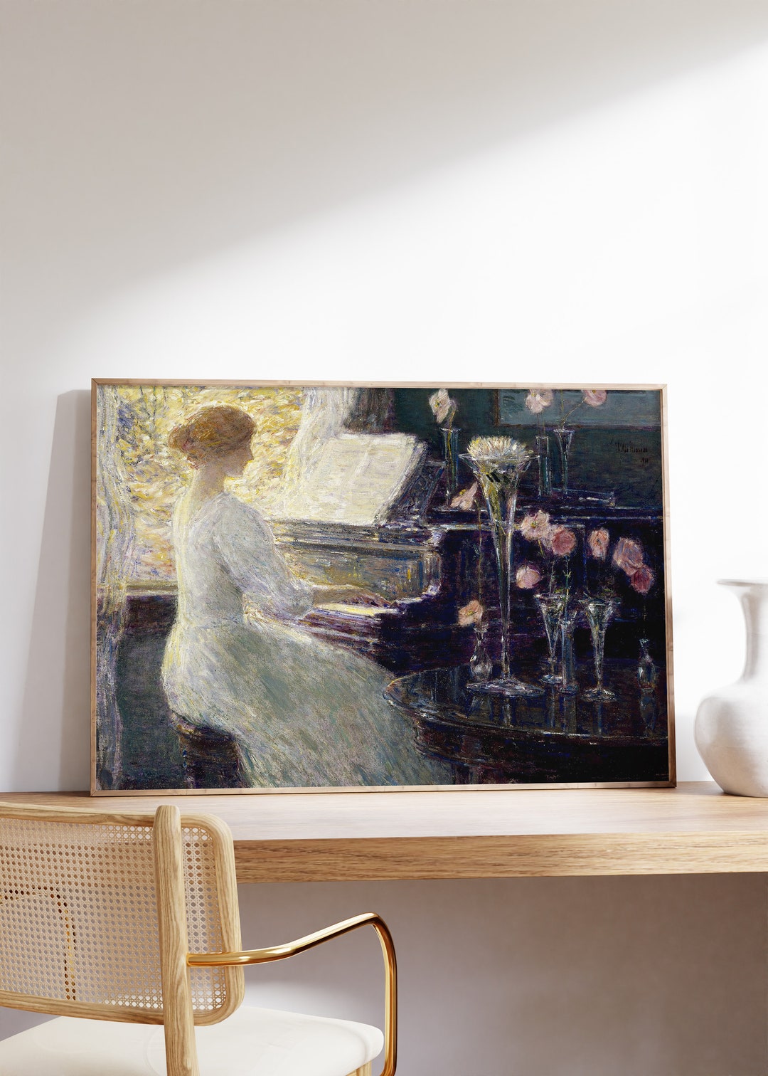 Vintage Piano Oil Painting | Antique Interior Painting | Moody Interior ...