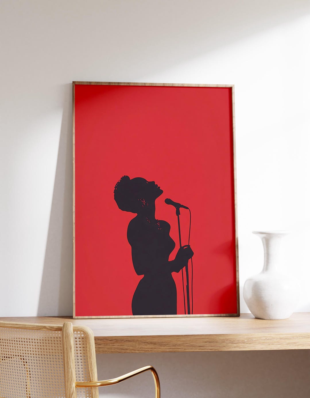 Billie Holiday Silhouette Art | Minimalist Jazz Poster | Black and Red Jazz Woman | Prohibition ...
