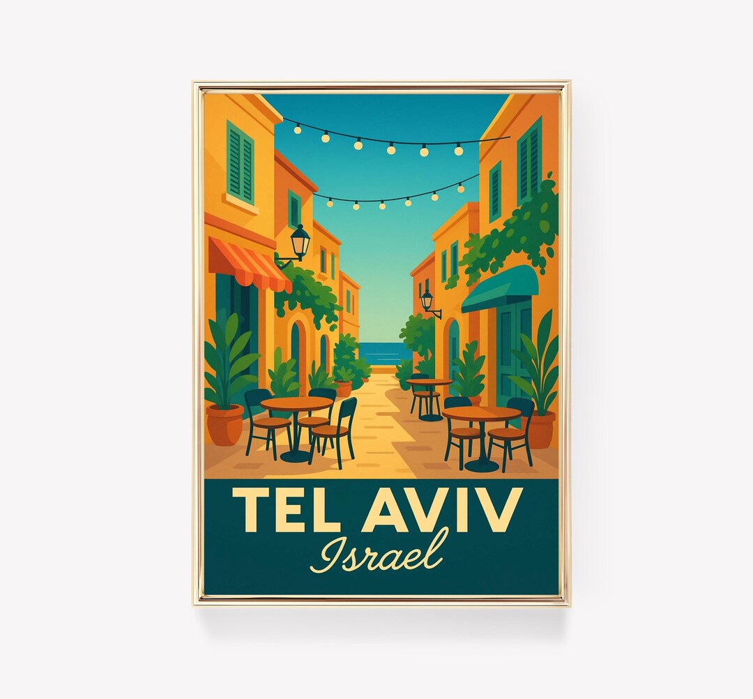 Tel Aviv Travel Poster, Israel Wall Art, Vintage Print, Tel Aviv Decor ...