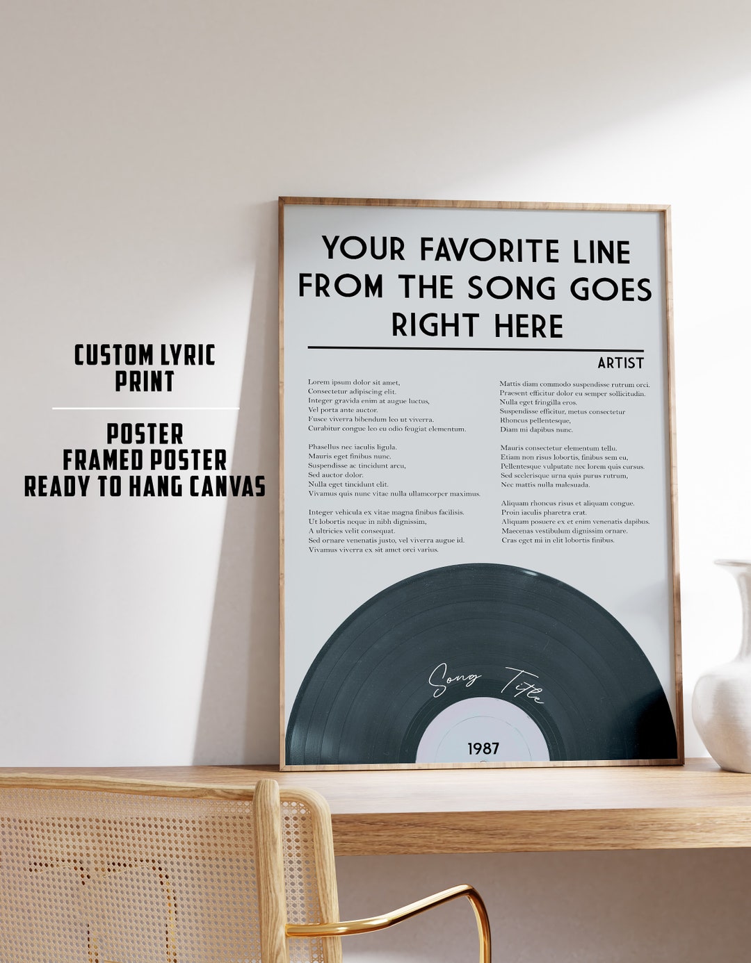 Custom Lyric Print Vinyl Lyric Print Song Wall Art Custom Lyric Poster ...