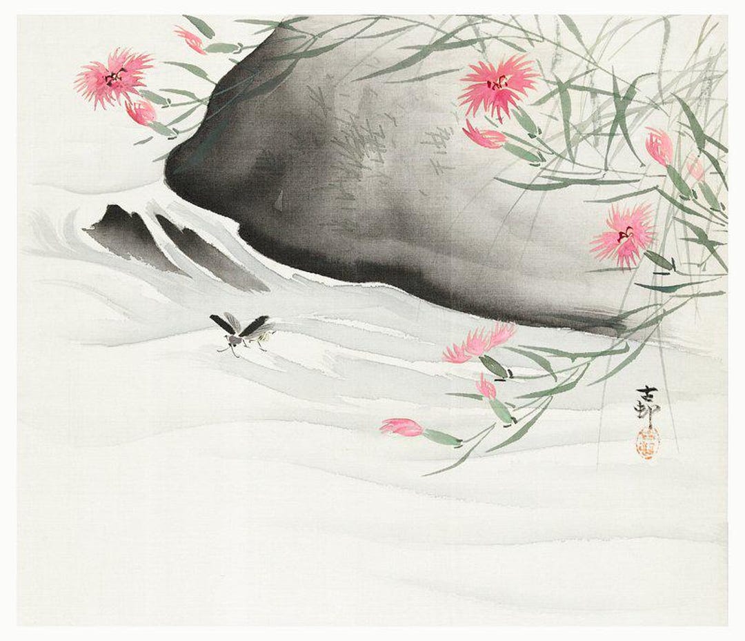 Katsushika Hokusai | Pinks Art Print | Insects Vintage | Japanese Ukiyo ...