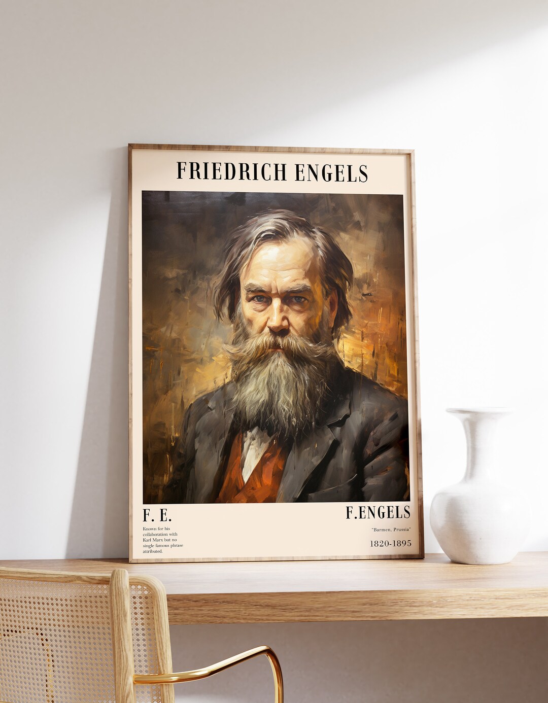 Friedrich Engels Poster | Vintage Wall Art | Bookworm Gift | Wall Art ...