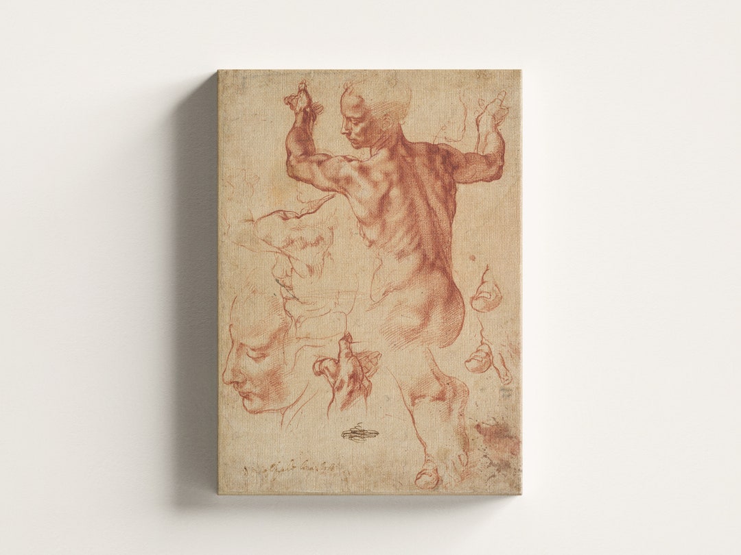Premium Canvas | Michelangelo Art Print - Studies for the Libyan Sibyl ...