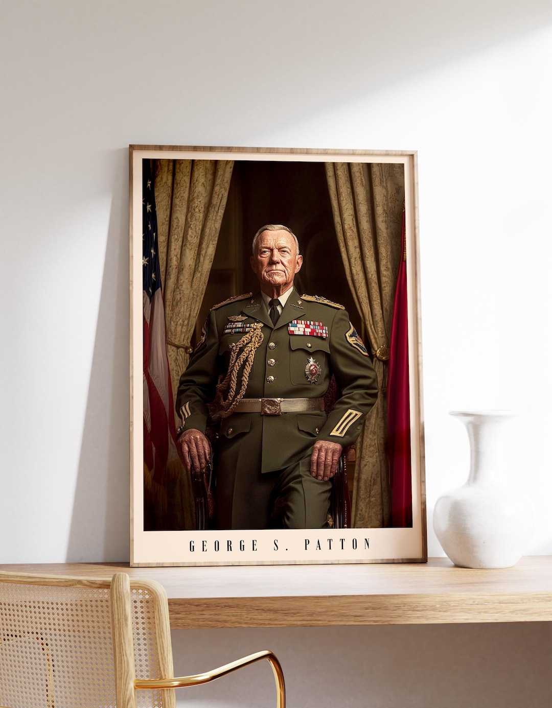 George S. Patton Print | Vintage Painting | Historical Decor | Modern ...