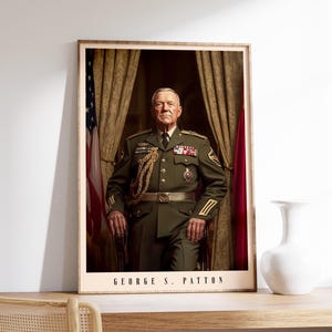 George S. Patton Print | Vintage Painting | Historical Decor | Modern ...