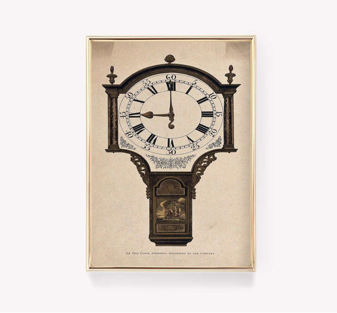 Vintage Clock Art | Antique Timepiece Print | Wall Decor | Old Company ...