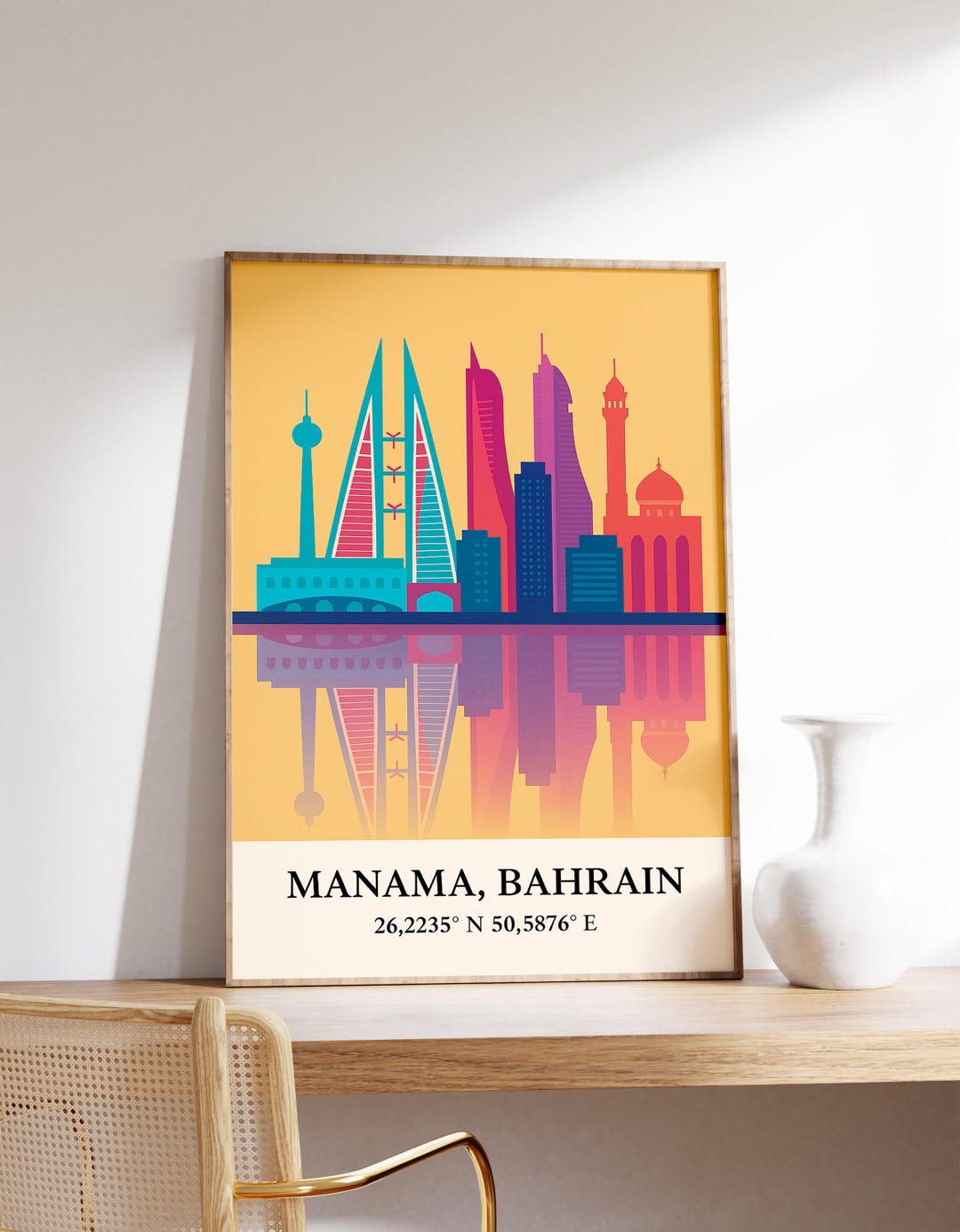 Manama Bahrain Skyline Poster, Bahrain Travel Art, Manama Wall Decor ...